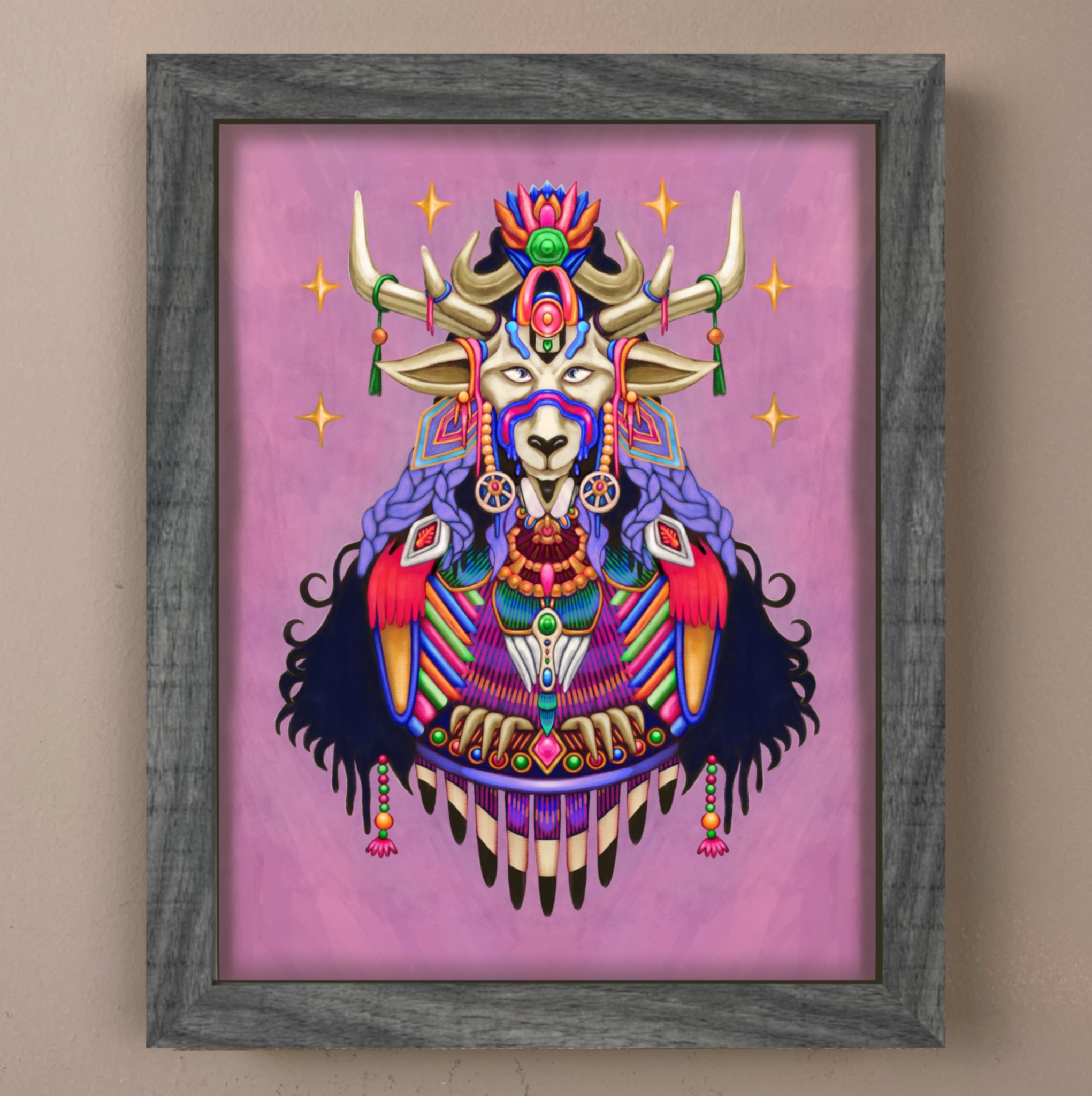 Goat Guard – Psychedelic Art Print by By Jojo Fowler AKA Fowl Plays ...